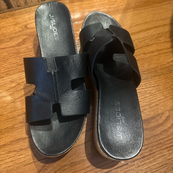 J/SLIDES | Shoes | Jslides Black Leather Slide Sandals | Poshmark